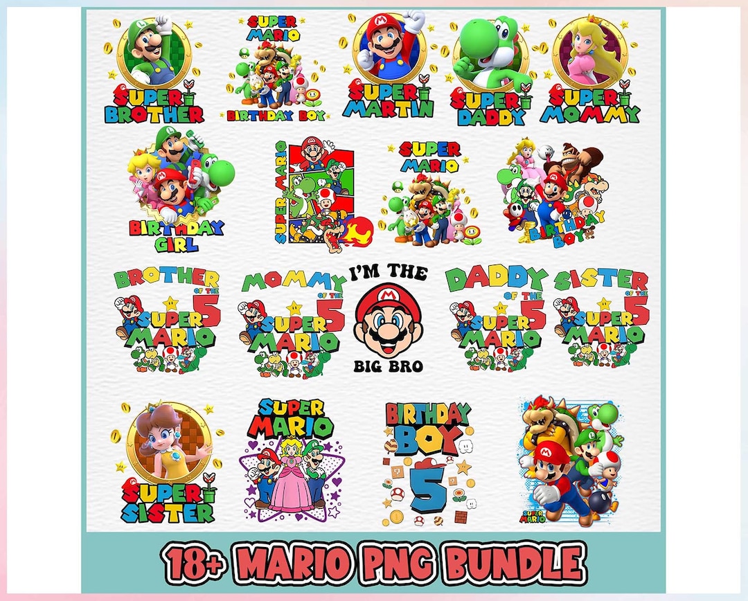Super Mario PNG Bundle, 18 Super Mario Bundle, Super Mario Transparent ...