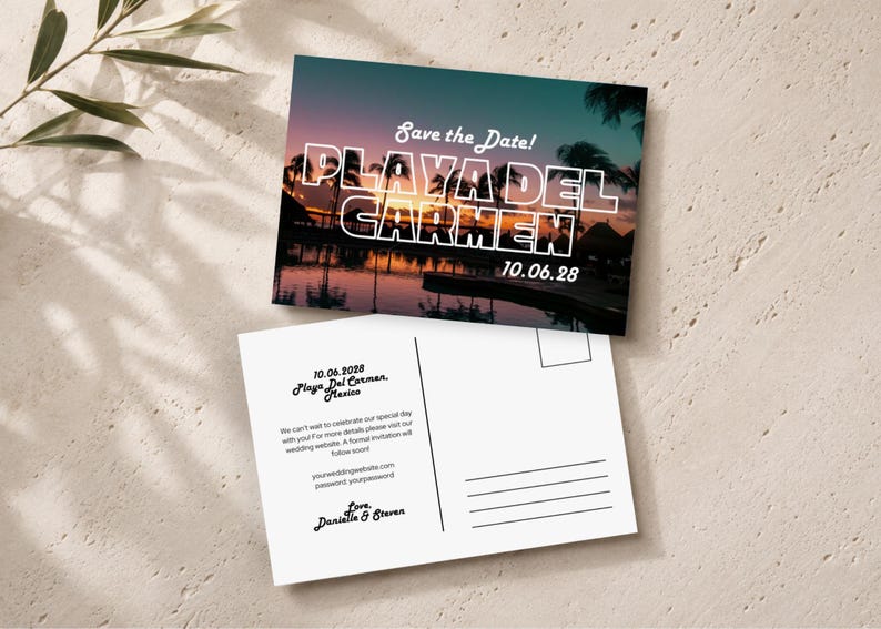 Playa Del Carmen Retro Save the Date Postcard - Mexico Destination ...