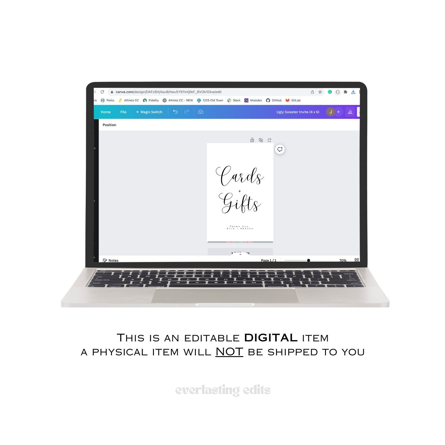 Gift & Card Table Sign - Personalizable, Modern Minimal Cursive Design ...