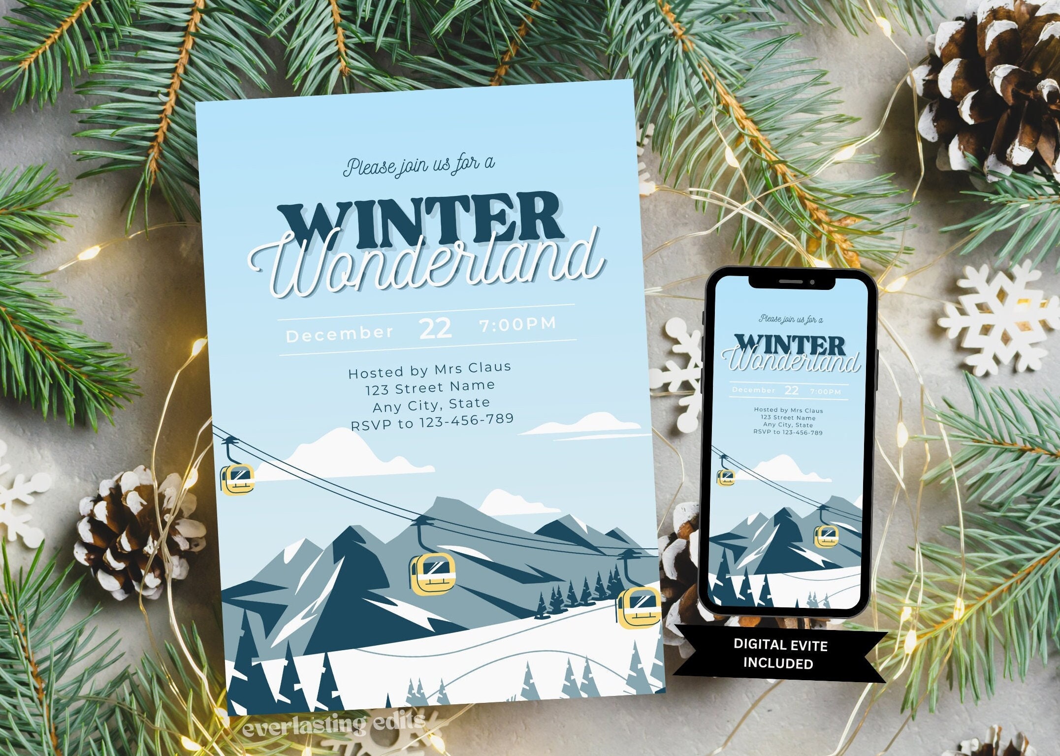 Winter Wonderland Holiday Party Invitation Borders