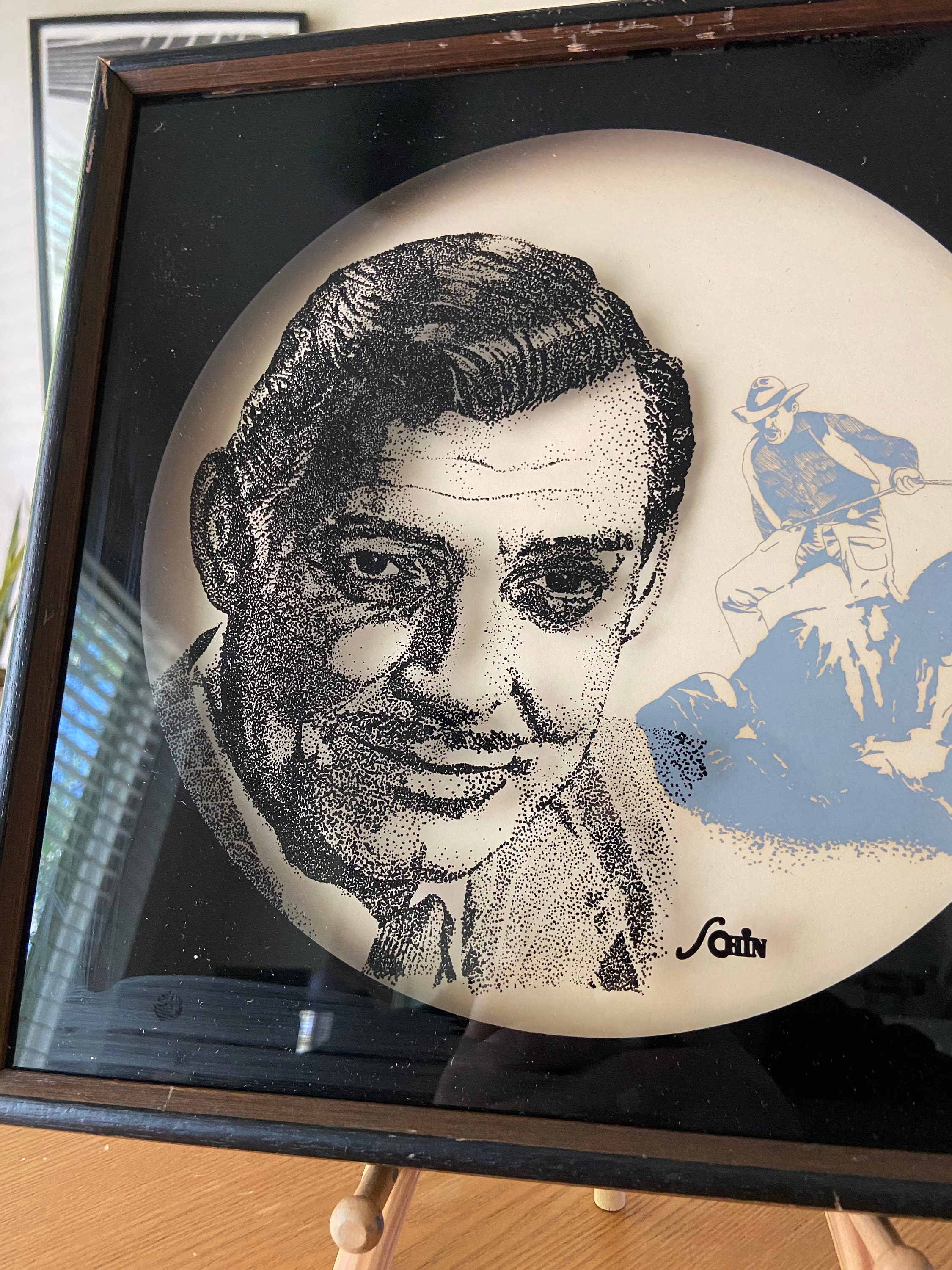 Vintage 1976 Steve Chin immortals: Clark Gable Silkscreen on Glass ...