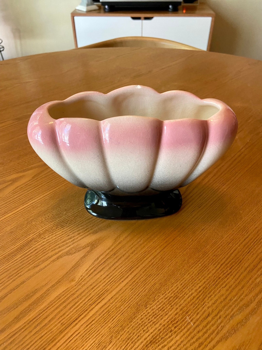 Vintage Aborn MCM California Pottery Vase/planter #H6, Ombre Black and ...