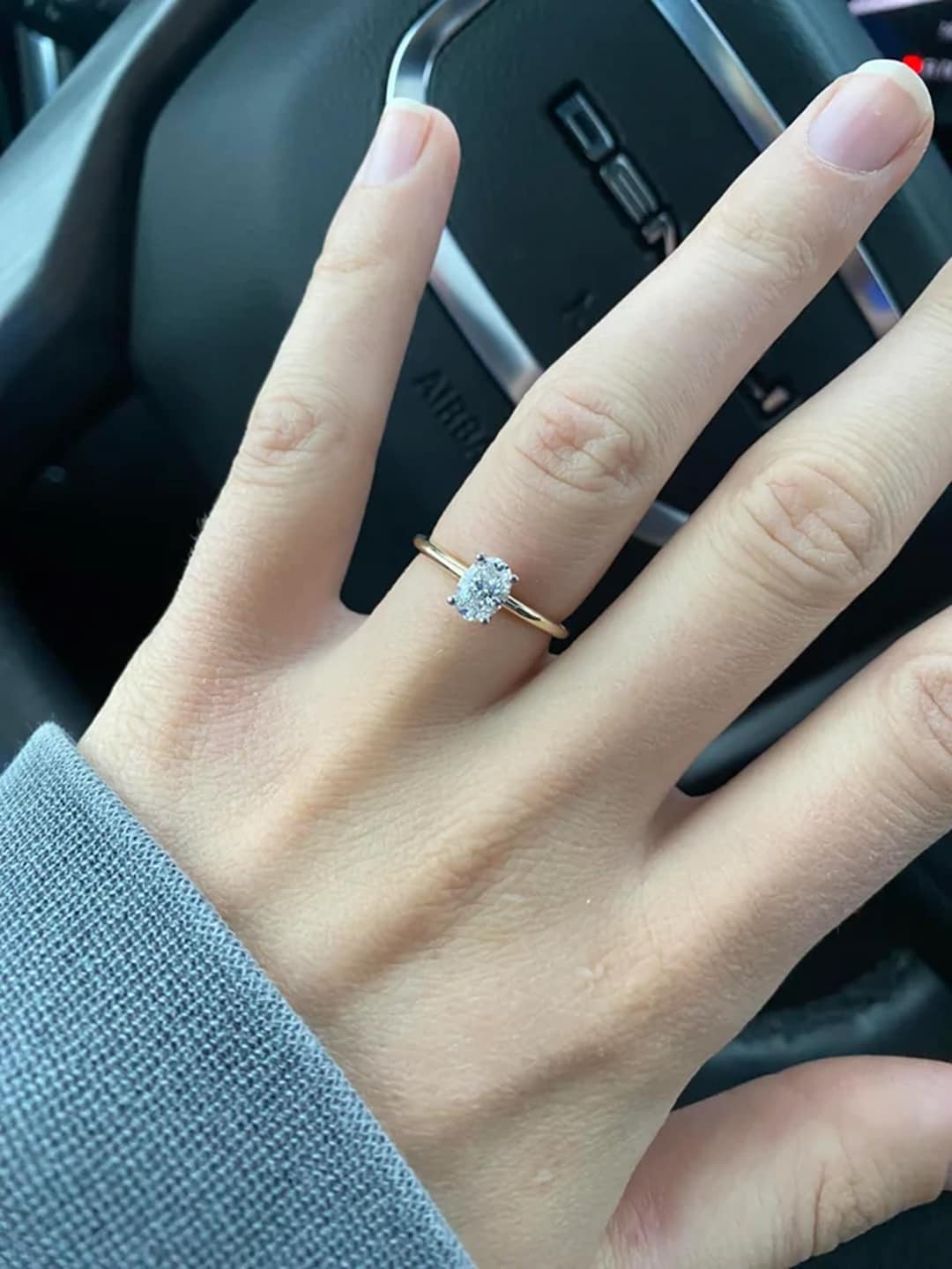 Dainty Diamond Ring 64mm Oval Cut Moissanite Engagement Ring Hidden Halo Wedding Ring 18k Gold ...