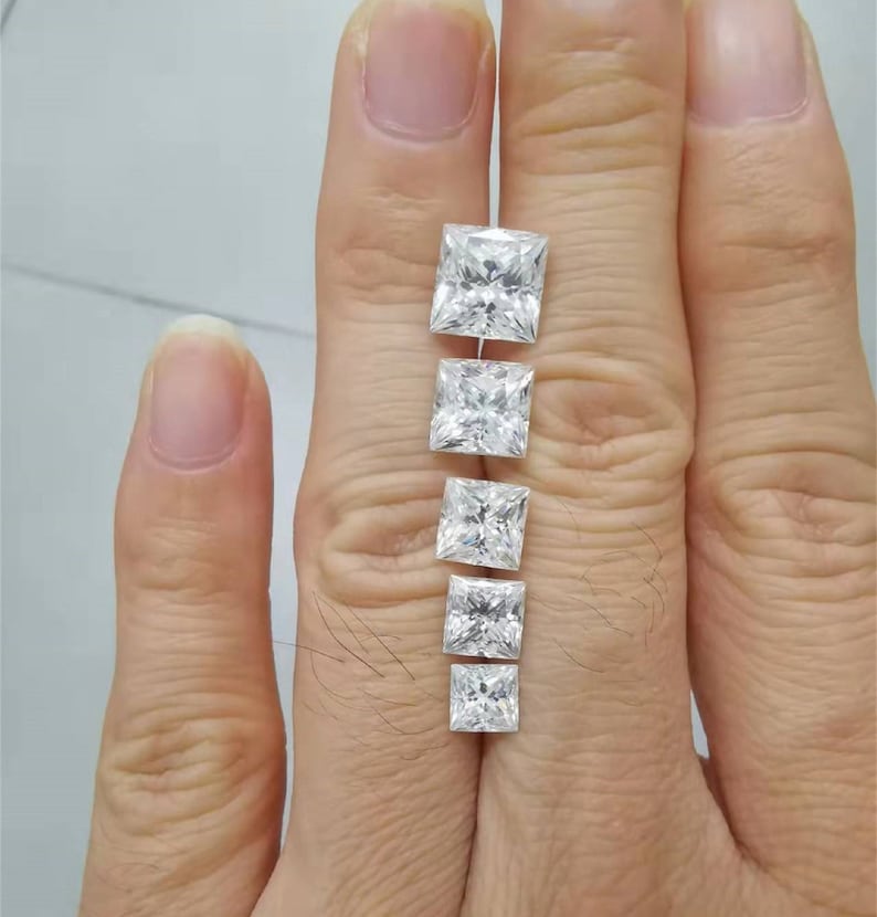 Princess Cut Moissanite Stone Square Gemstone Moissanite Loose - Etsy