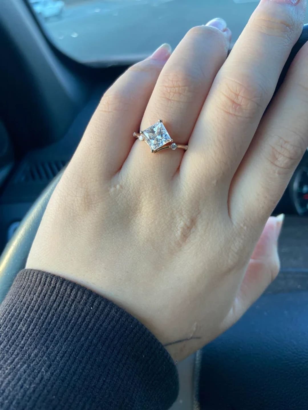East West Princess Cut Ring 1.50 CT Princess Cut Moissanite Wedding ...