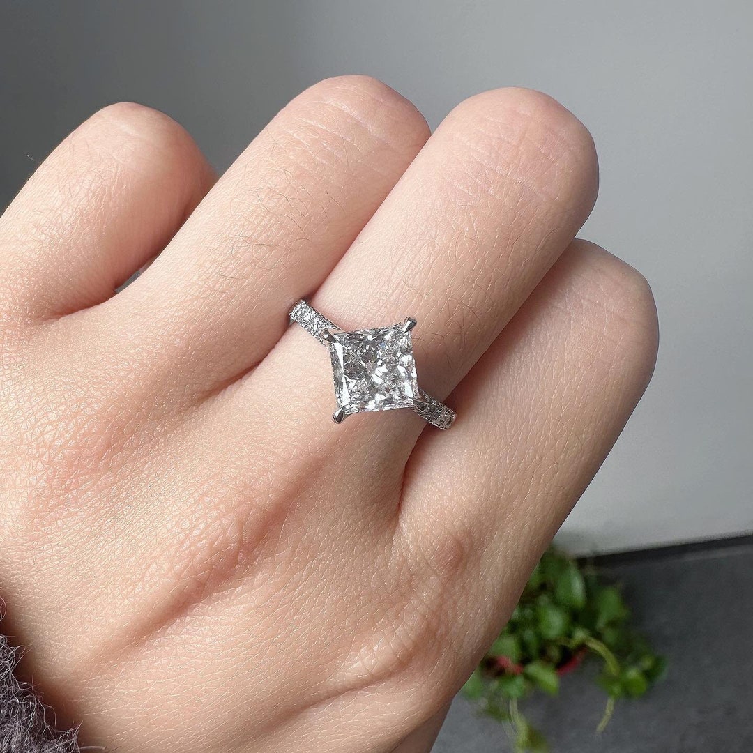 East West Princess Cut 1 50 Ct Princess Cut Moissanite Wedding Ring