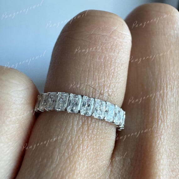 Radiant cut moissanite eternity band store