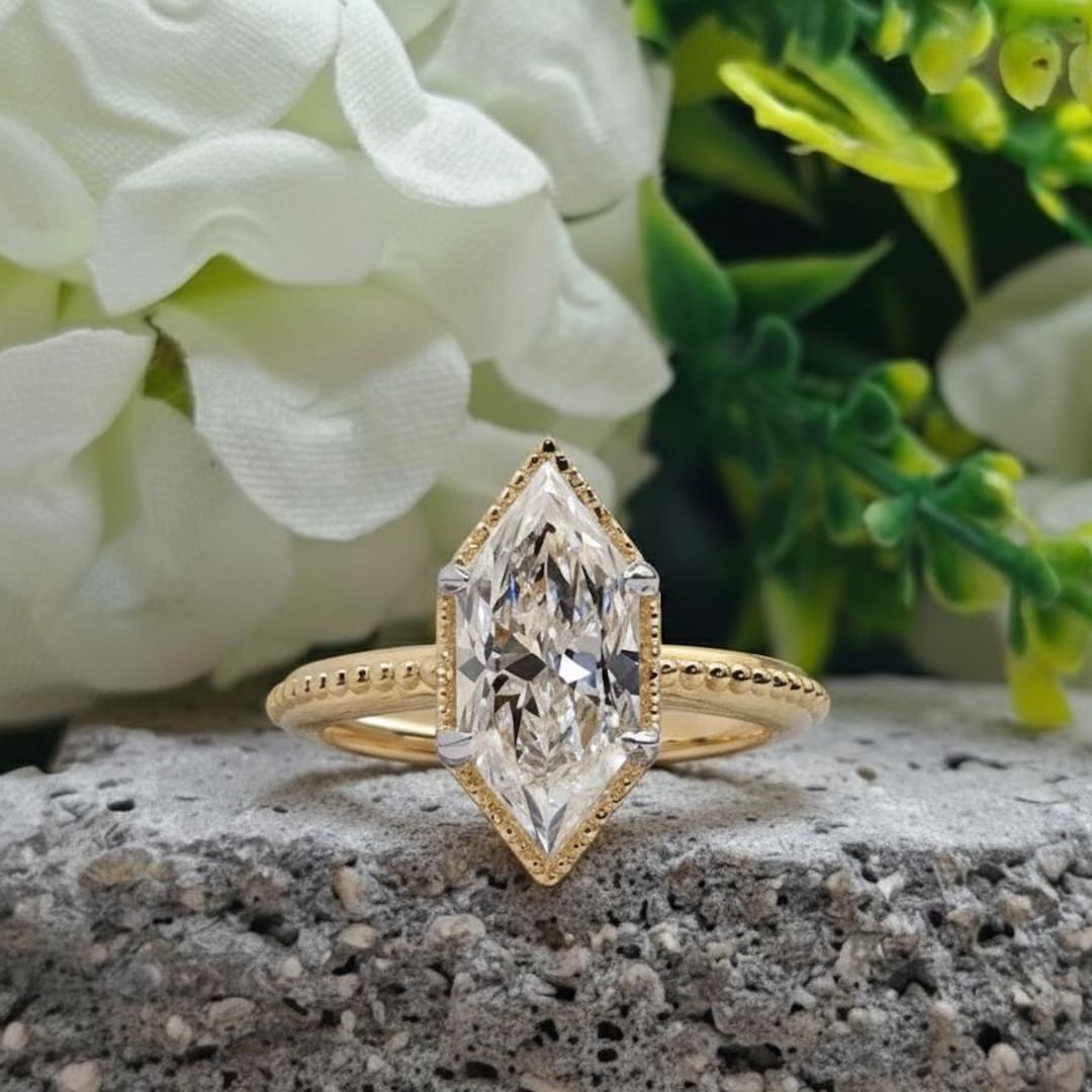 2.0 CT Classic Dutch Marquise Cut Lab Grown Diamond Engagement Ring ...