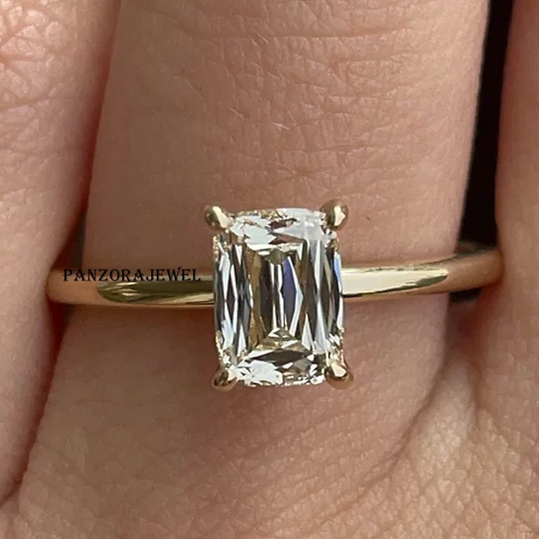 Criss Cut Moissanite Ring Ice Crushed Cut Engagement Ring Solitaire ...