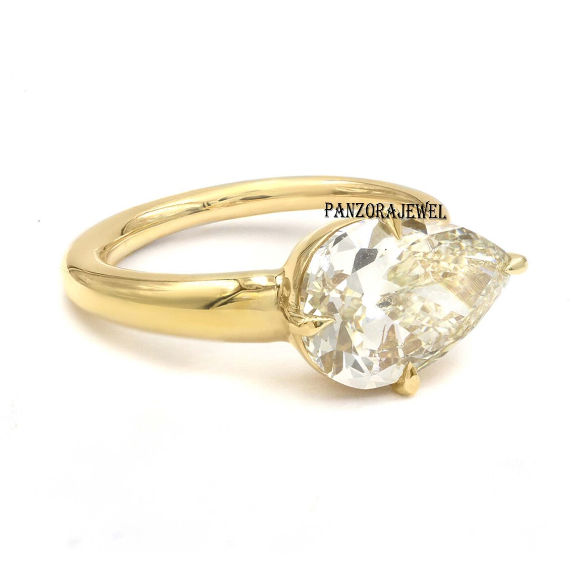 East West Pear Ring Solitaire Engagement Ring 11x7 Mm East to - Etsy