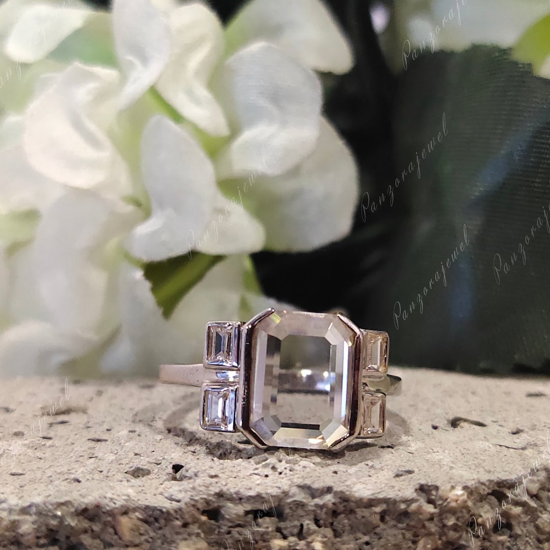 Portrait Moissanite Ring Portrait Cut Diamond Ring 3 CTW Rectangle ...