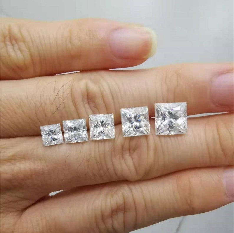 Princess Cut Moissanite Stone Square Gemstone Moissanite Loose - Etsy