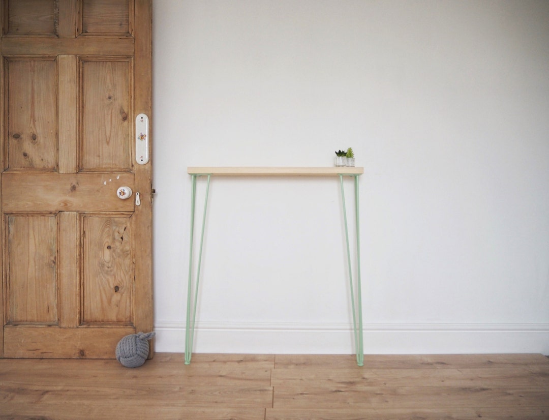Radiator Shelf, Console Table With Pastel Green Hairpin Legs, Narrow ...