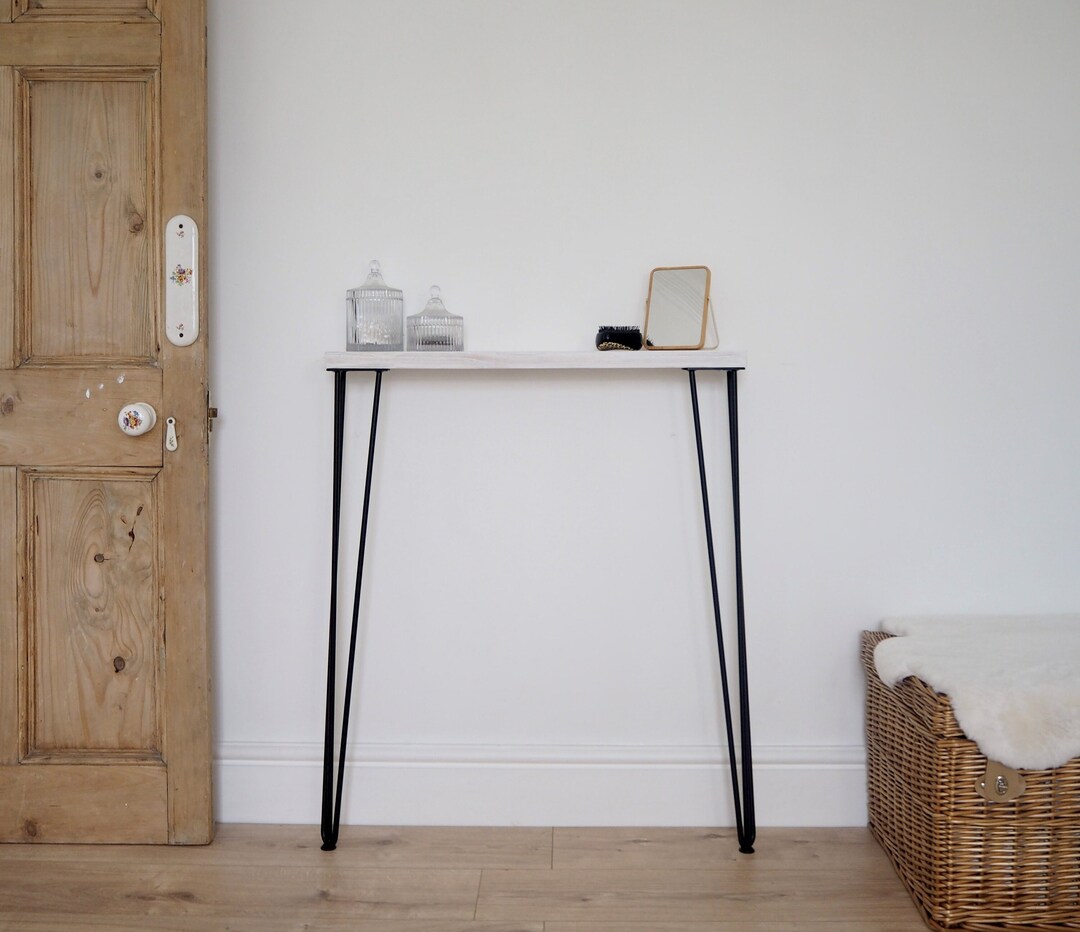 Hairpin Console Table Solid Wood Side Table Rustic Hallway Table Narrow ...