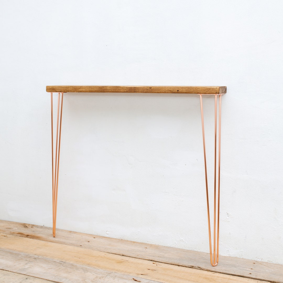 Narrow Radiator Shelf Console Table With Copper Hairpin Legs - Etsy