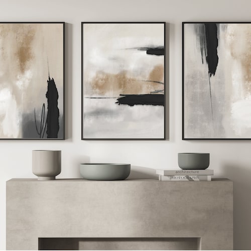 Neutral Abstract Art Prints Modern Art Abstract Art Brush - Etsy
