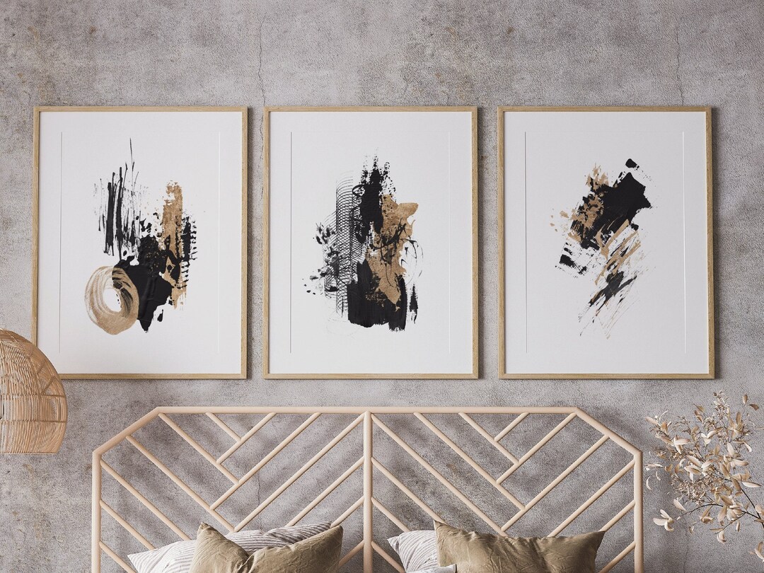 Neutral Abstract Art Prints, Modern Art, Brush Strokes, Line Art Prints ...