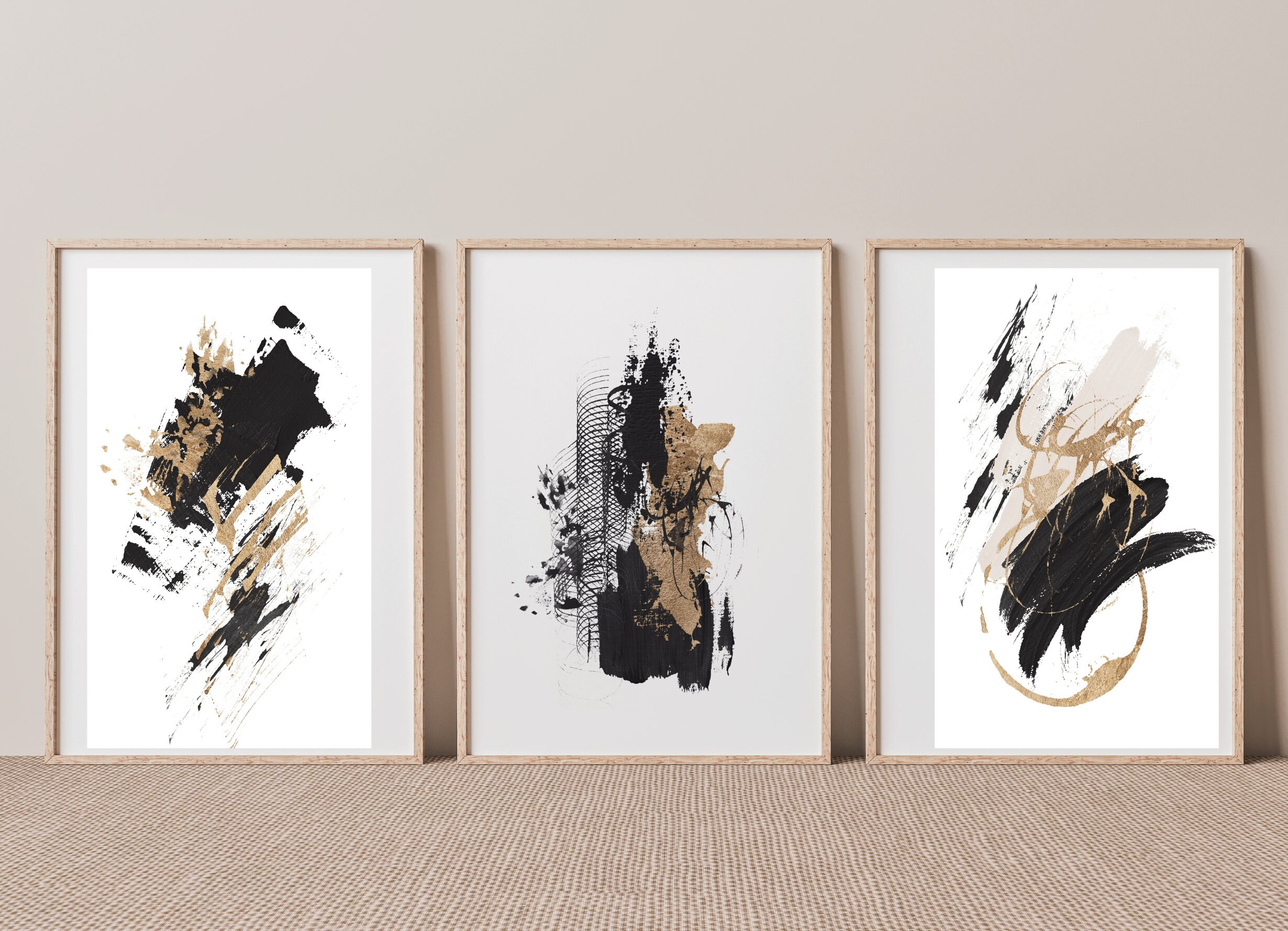 Neutral Abstract Art Prints, Modern Art, Brush Strokes, Line Art Prints ...
