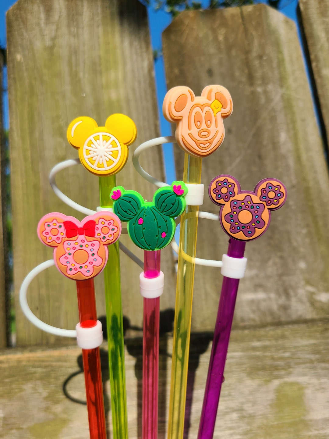 Disney Snack Straw Toppers - Dole Whip Mickey Donut Minnie Donut Lemon ...