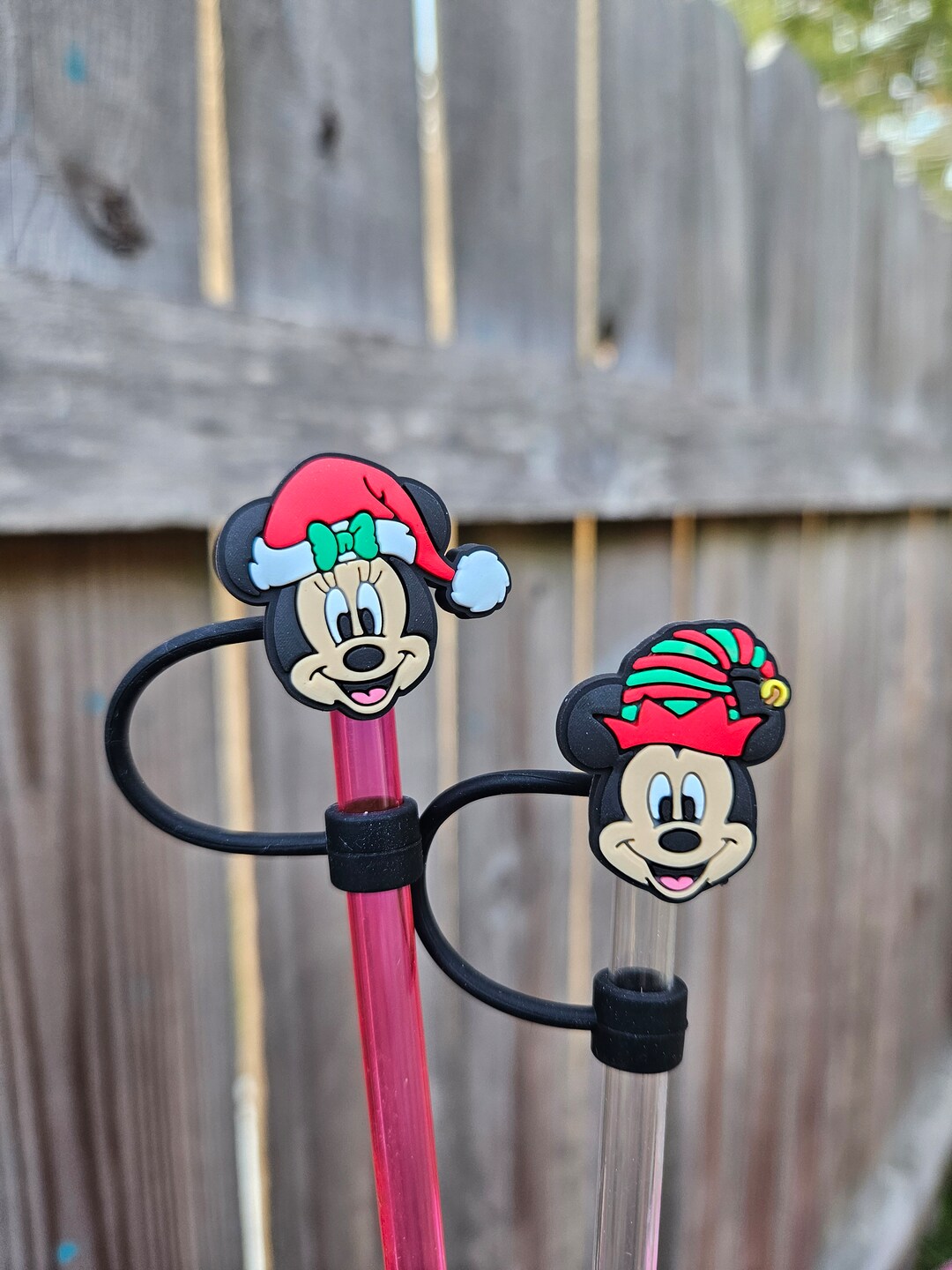Christmas Straw Toppers - Mickey & Minnie 8mm and 10mm - Etsy