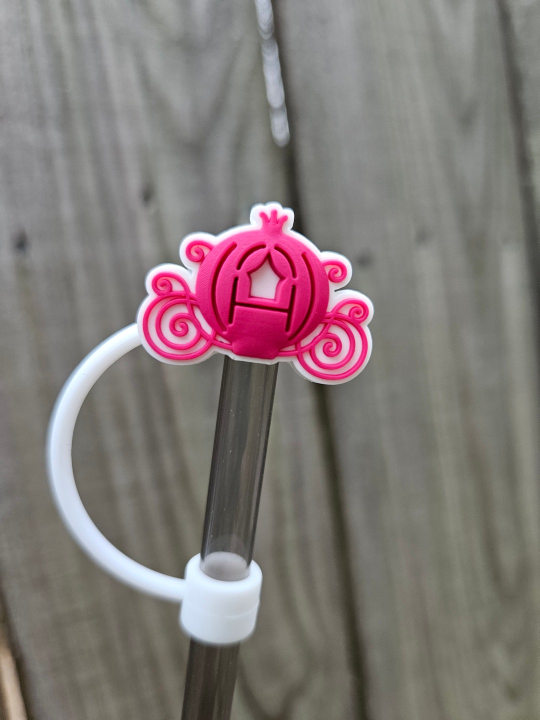 Pink Cinderella Carriage Straw Topper: Standard & Large Size Straws 8mm ...