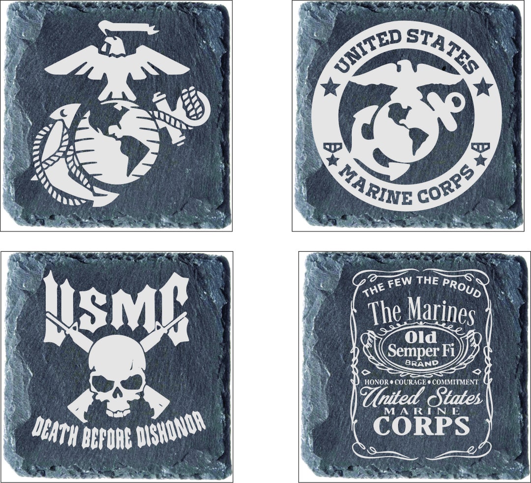 Marine, USMC Slate Coaster Set of 4 - Etsy