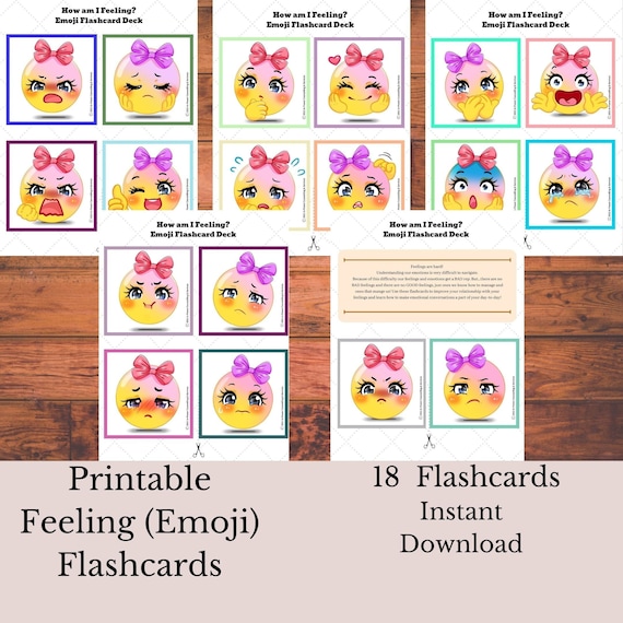 Feeling Cards Feelings Deck Emoji Flashcard Deck Therapy | Etsy UK