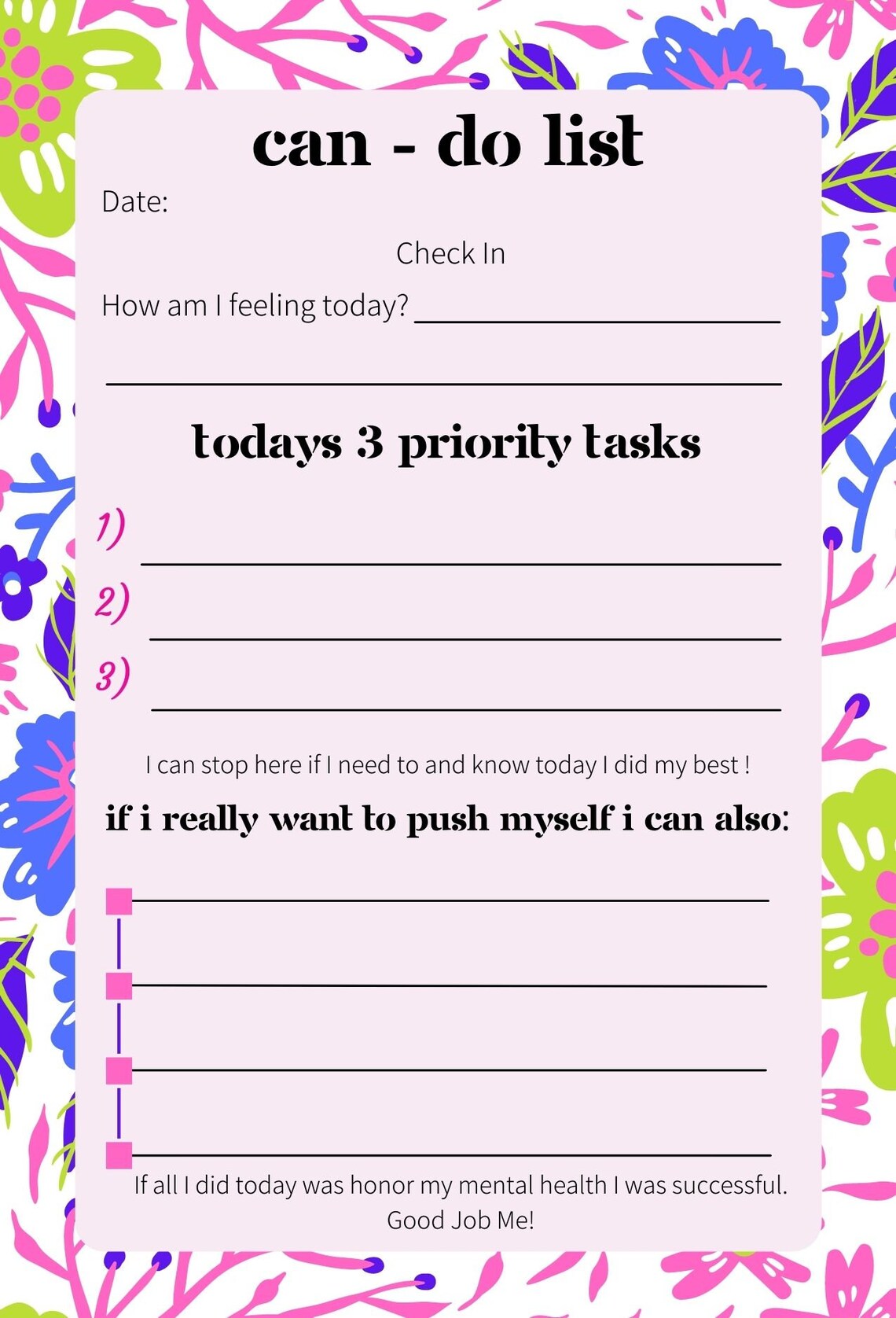 Daily Planner, Can-do Daily Task List, Notepad for Anxiety, Mental ...