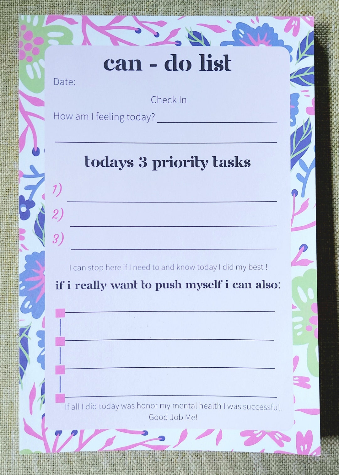 Daily Planner, Can-do Daily Task List, Notepad for Anxiety, Mental ...
