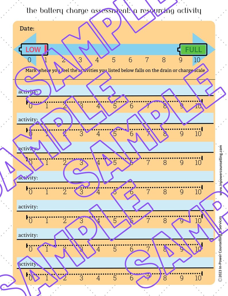 Digital Therapy Tool, Daily Energy Assessment, Mental Health Worksheet ...