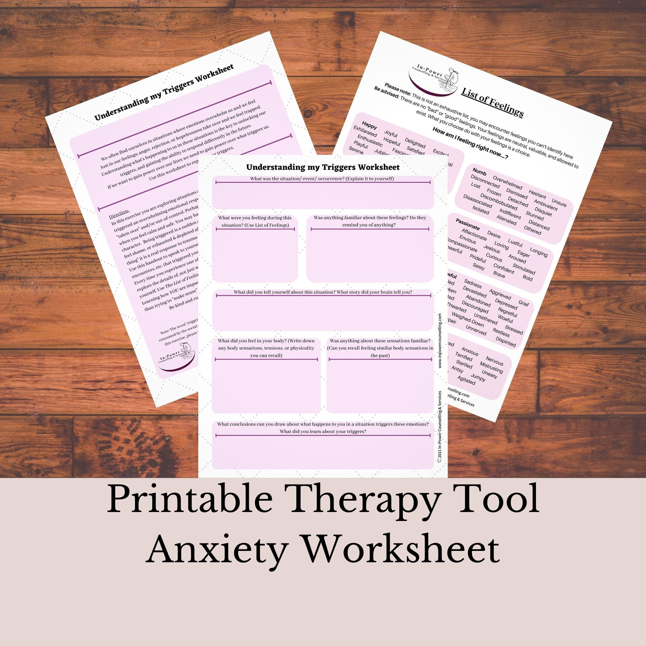 Anxiety Worksheet, Understanding My Triggers Therapy Worksheet, Therapy ...