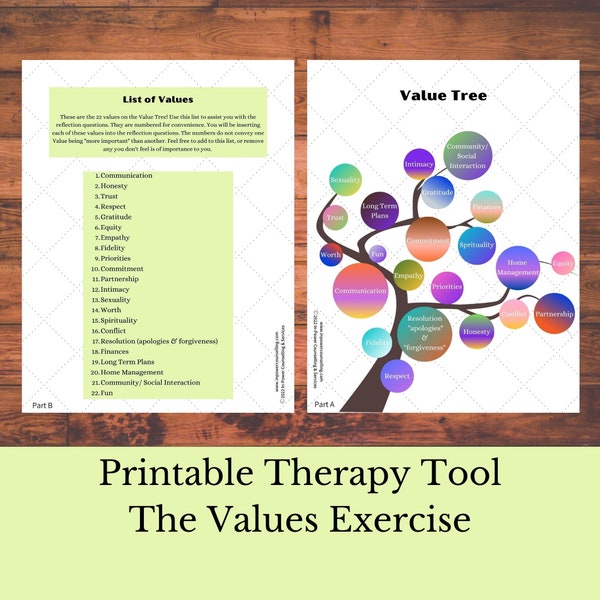 Values Worksheets Mental Health - Etsy
