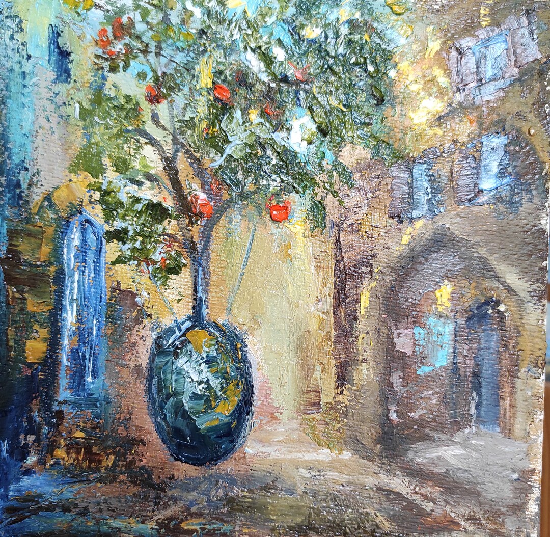 Israeli Painting Orange Flying Tree Tel Aviv Old City Travel Beautiful ...