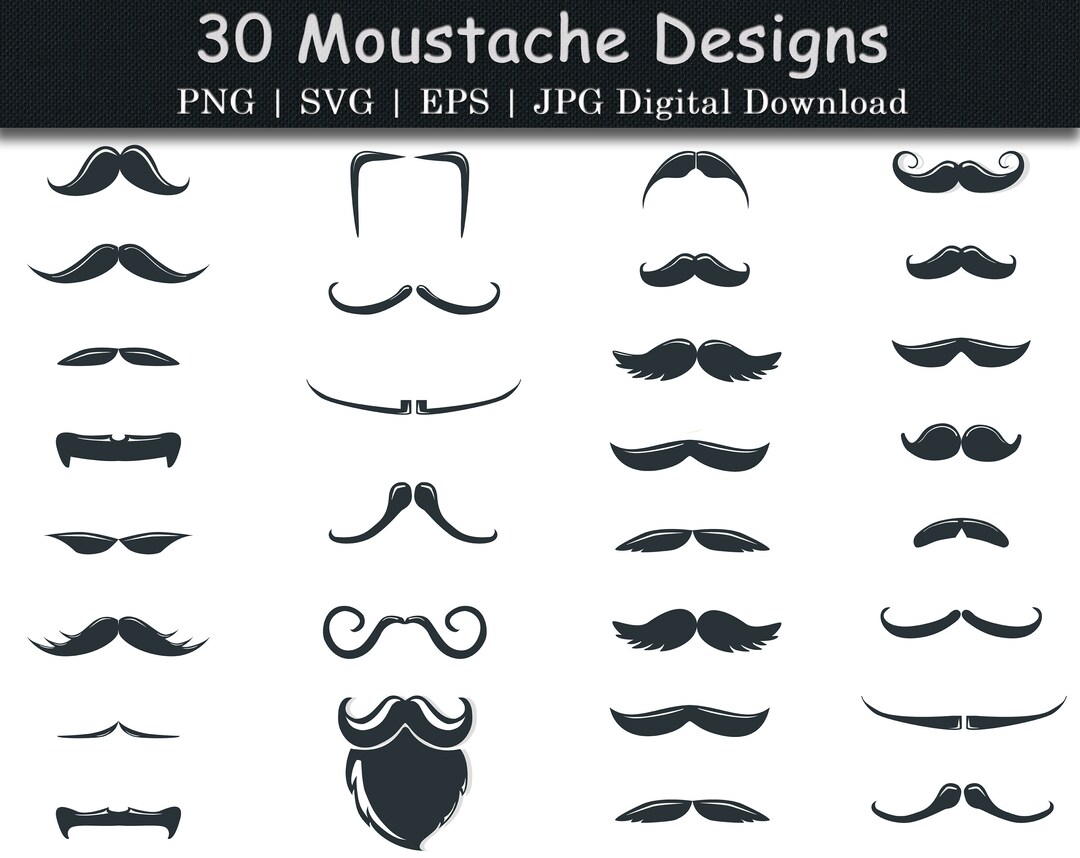 30 Bigote SVG diseños bigote signos SVG PNG descarga digital - Etsy México