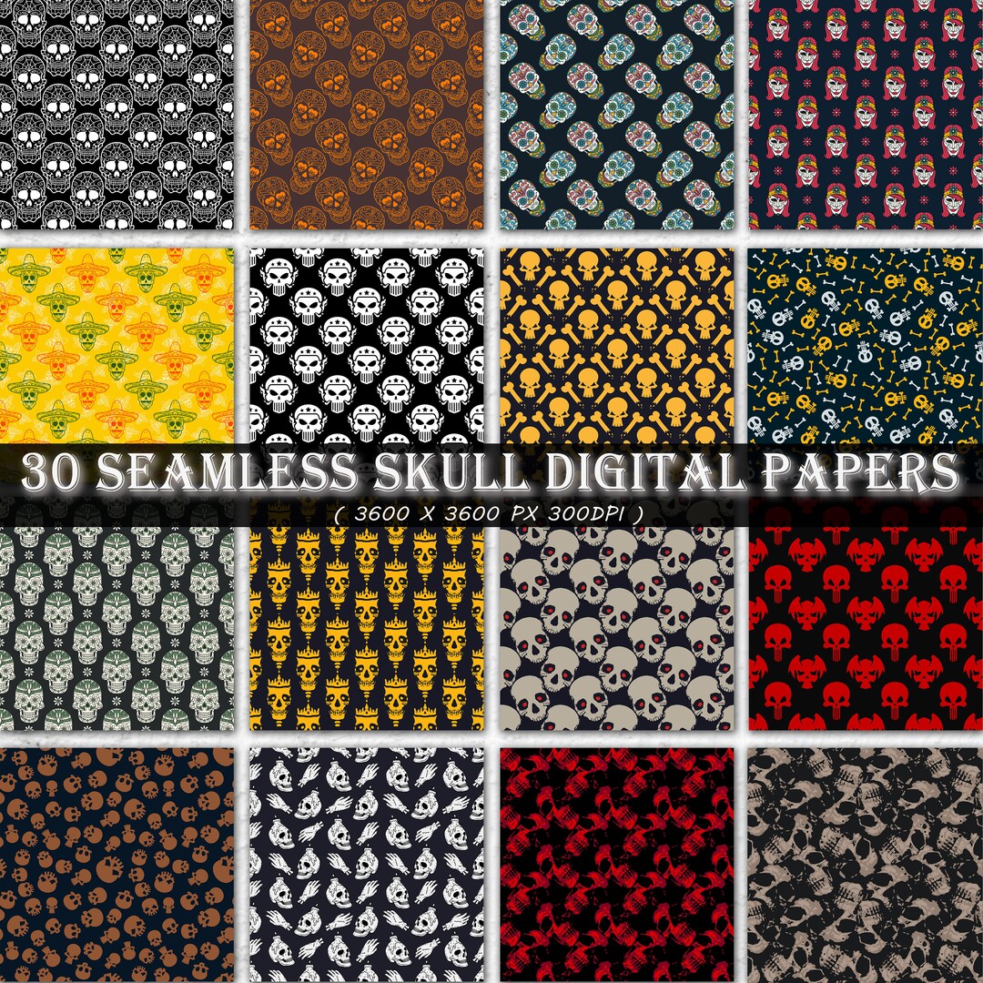 Gothic Skull Seamless Pattern Svg Digital Papers and - Etsy