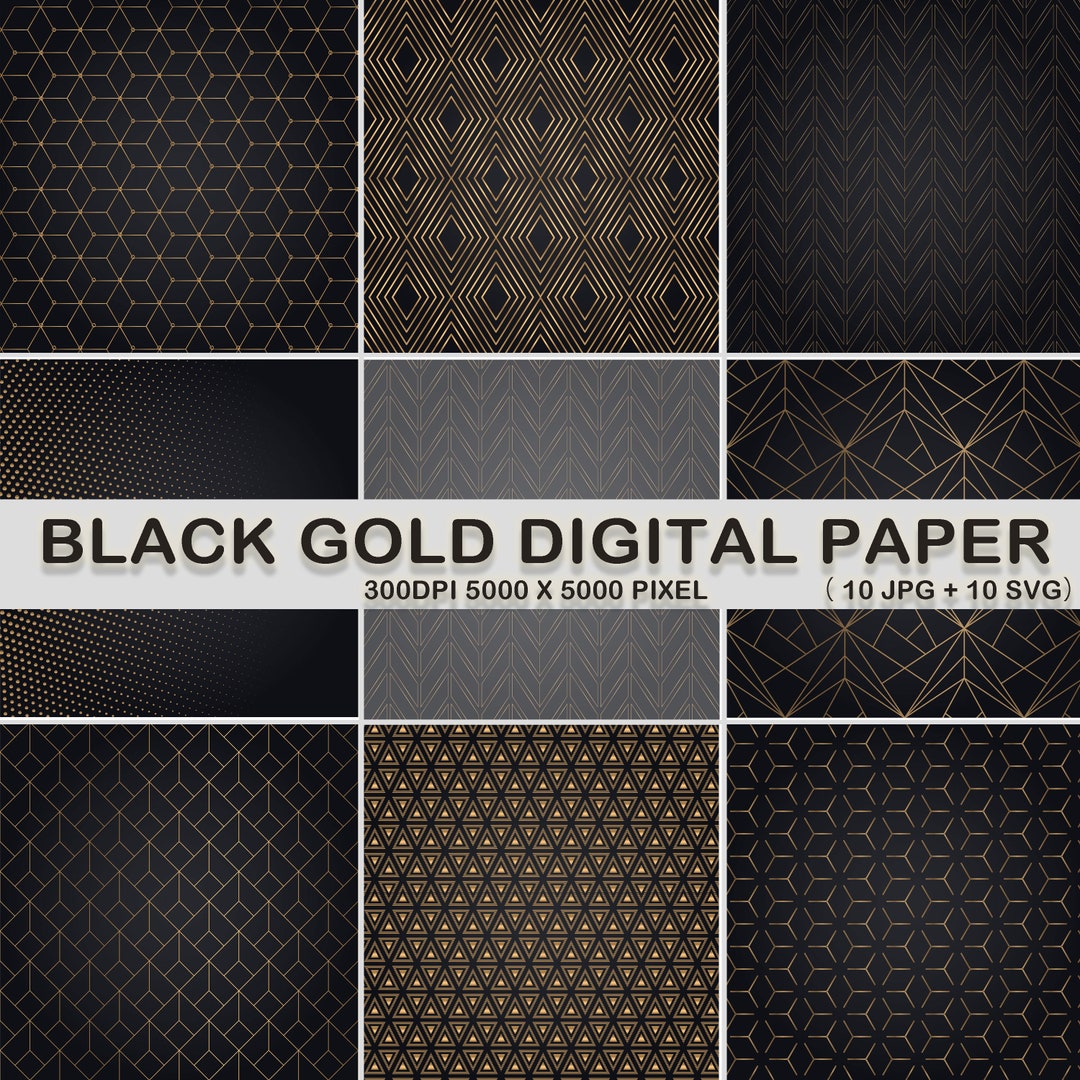 Black Gold Digital Paper Background Instand Download - Etsy