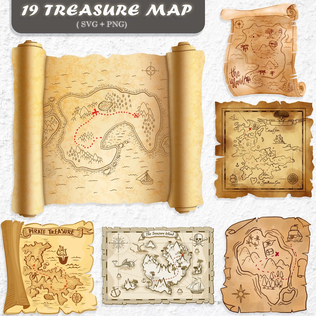Pirate Treasure Map Svg Files Svg Cricut Cut File Printable - Etsy