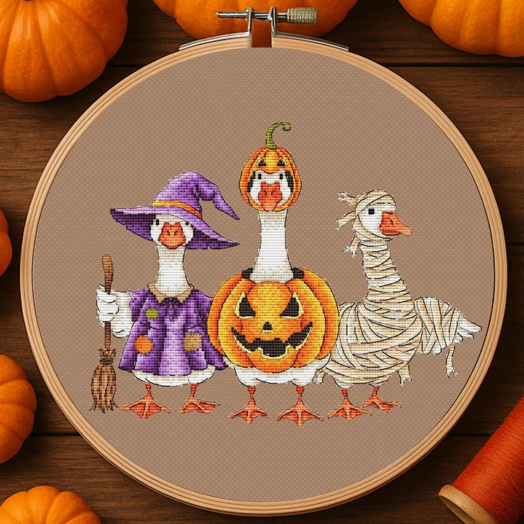 Halloween Goose, Cross Stitch Art Pattern, Counted Embroidery ...