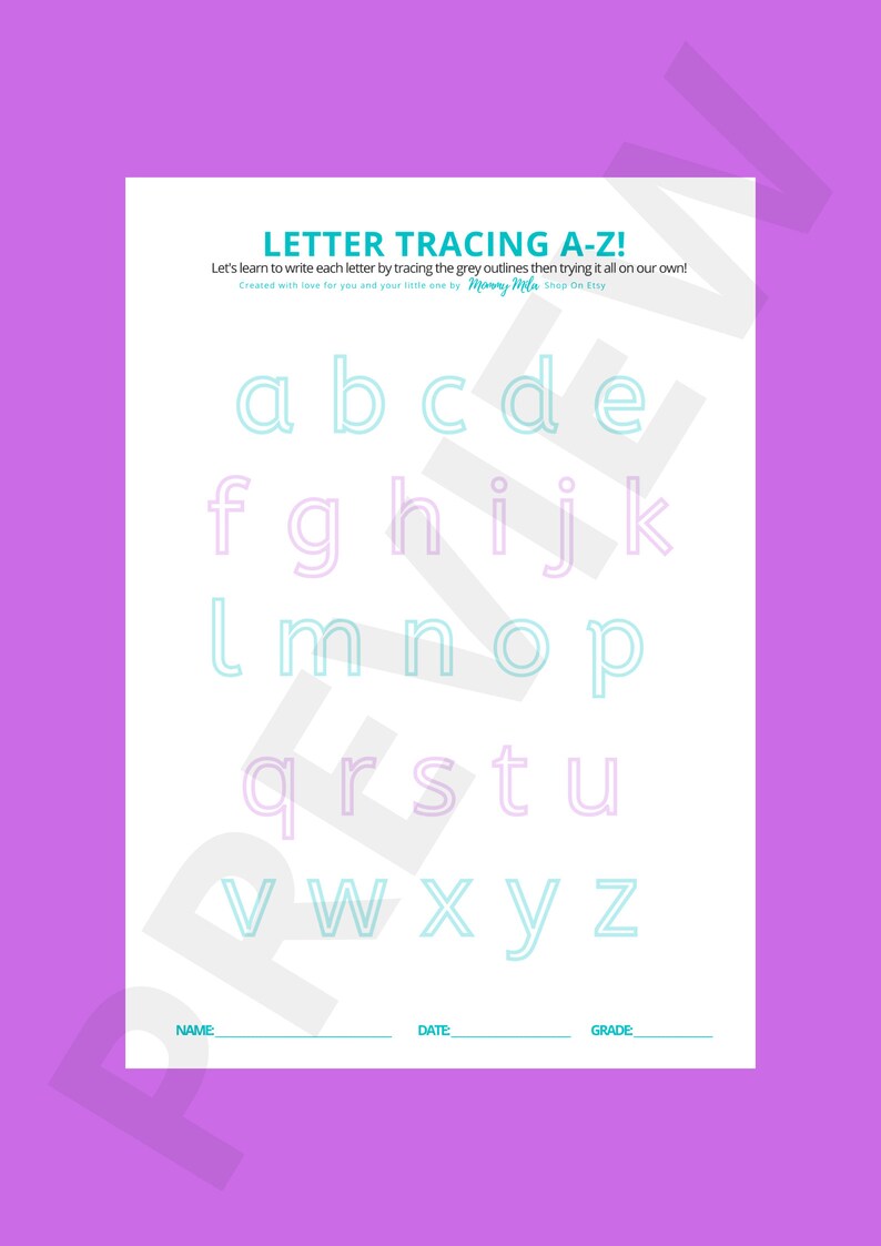 Lowercase ABC Tracing Worksheet by Mommy Mila {preschool/ Prek ...