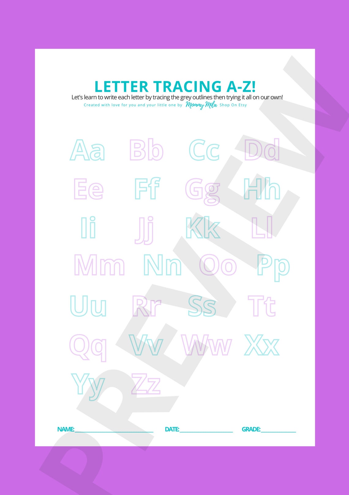 Uppercase and Lowercase Letter Tracing Worksheet by Mommy Mila ...