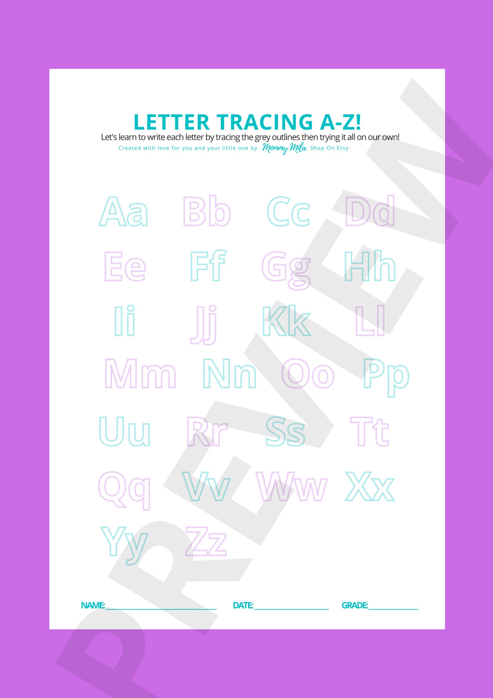 Uppercase and Lowercase Letter Tracing Worksheet by Mommy Mila ...