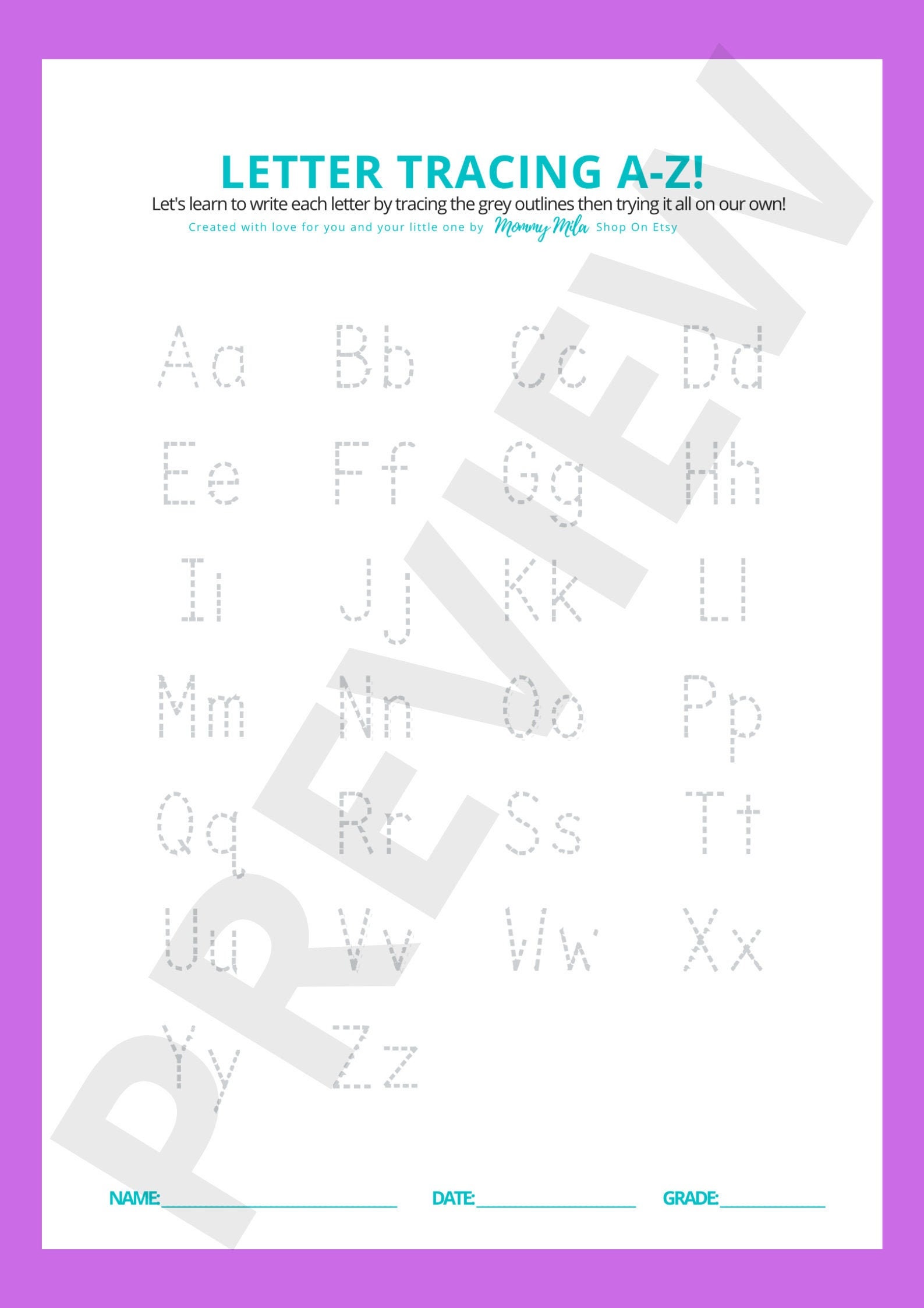 Uppercase and Lowercase Letter Tracing Worksheet by Mommy Mila ...