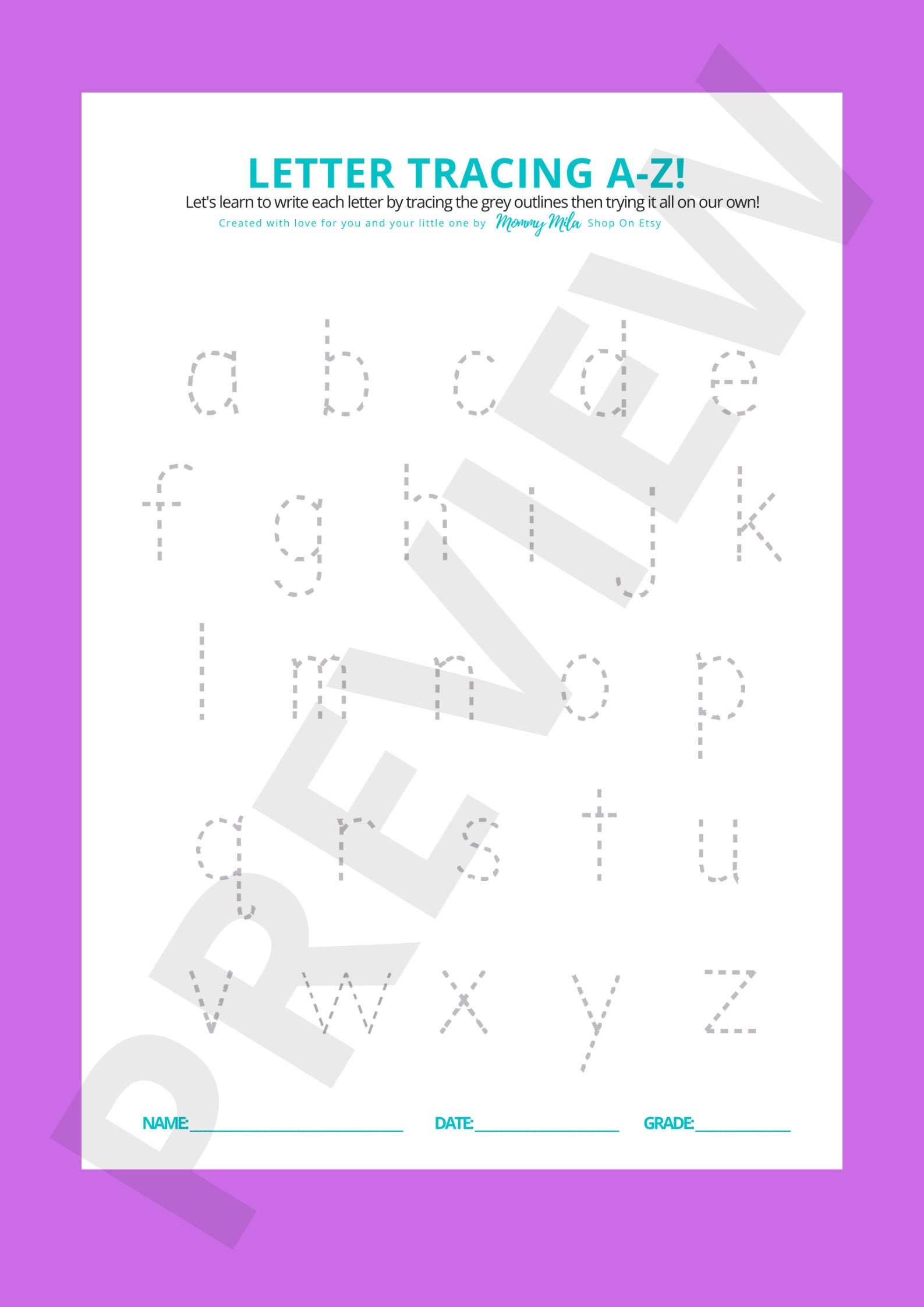 Lowercase ABC Tracing Worksheet by Mommy Mila {preschool/ Prek ...