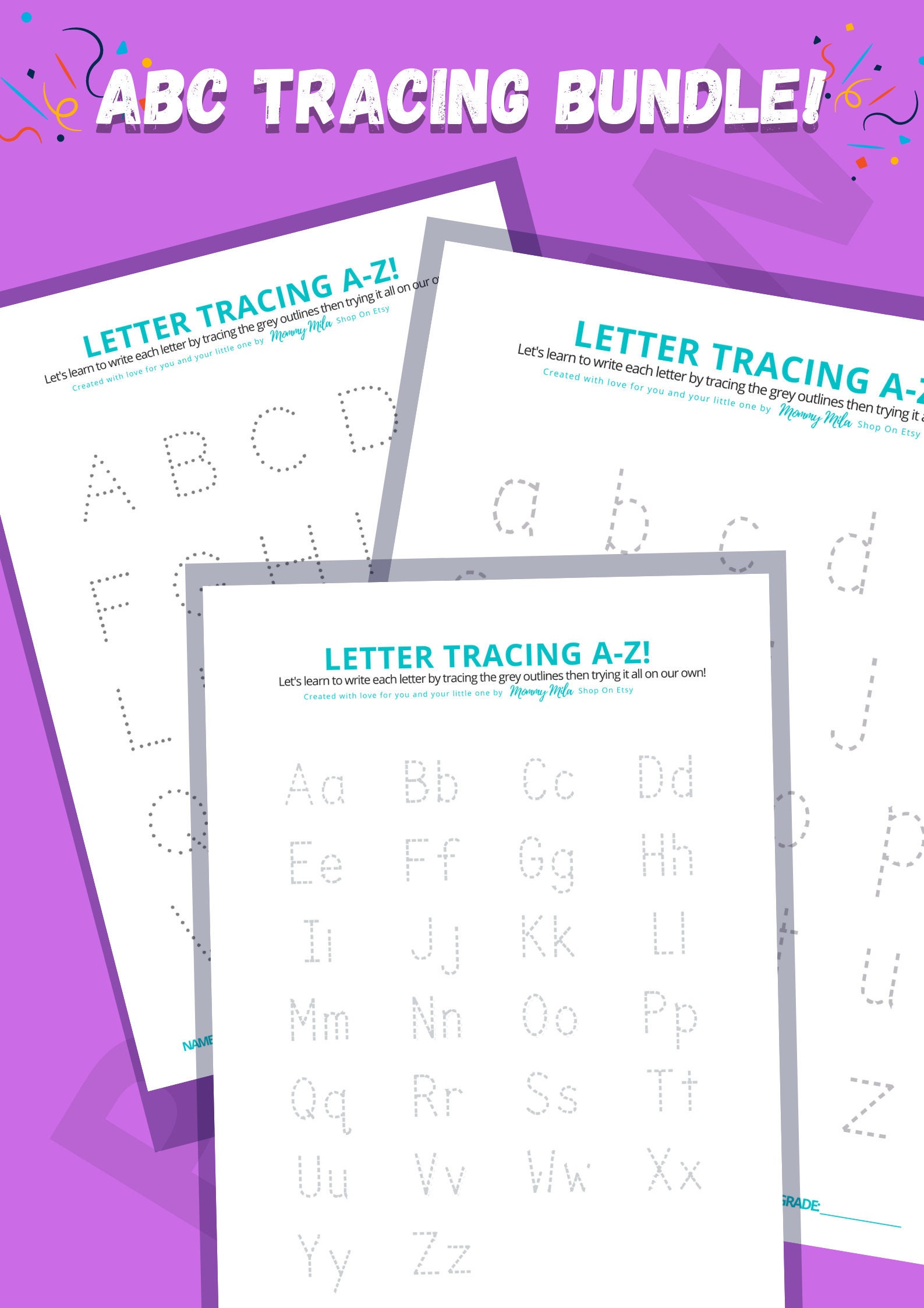 Letter Tracing Bundle (3 Worksheet Sets in 1) by Mommy Mila {preschool ...