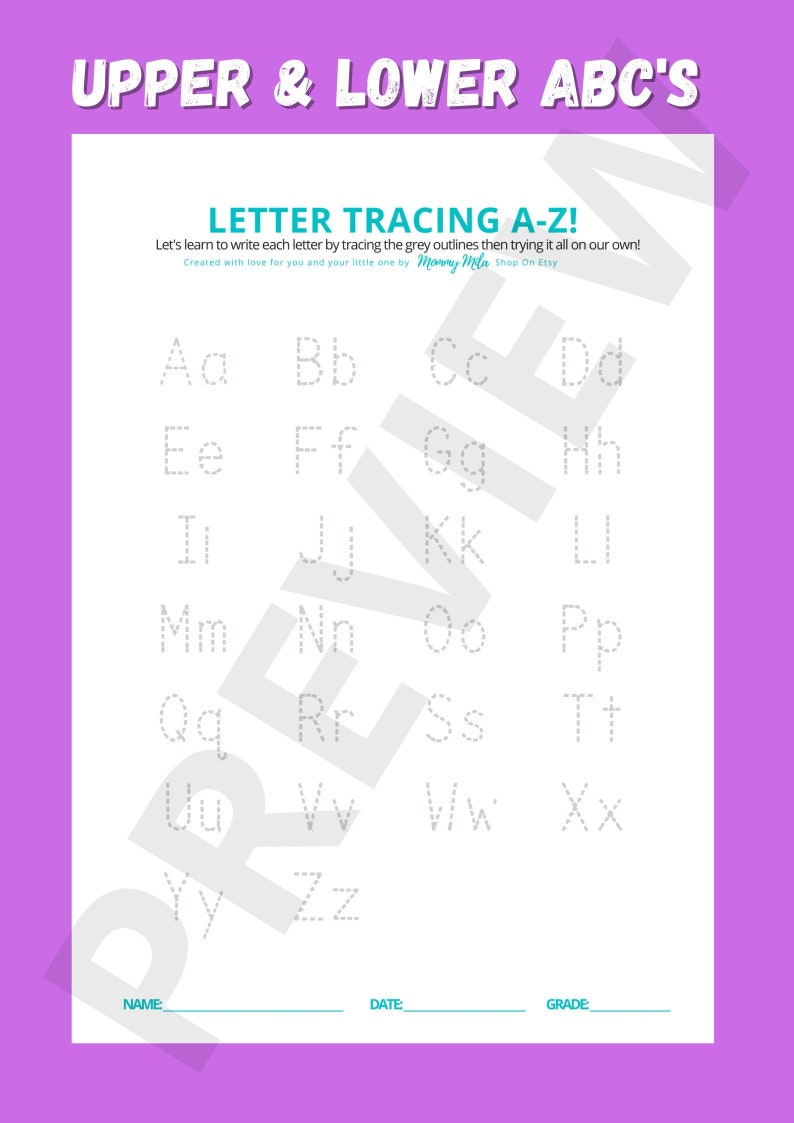 Uppercase and Lowercase Letter Tracing Worksheet by Mommy Mila ...