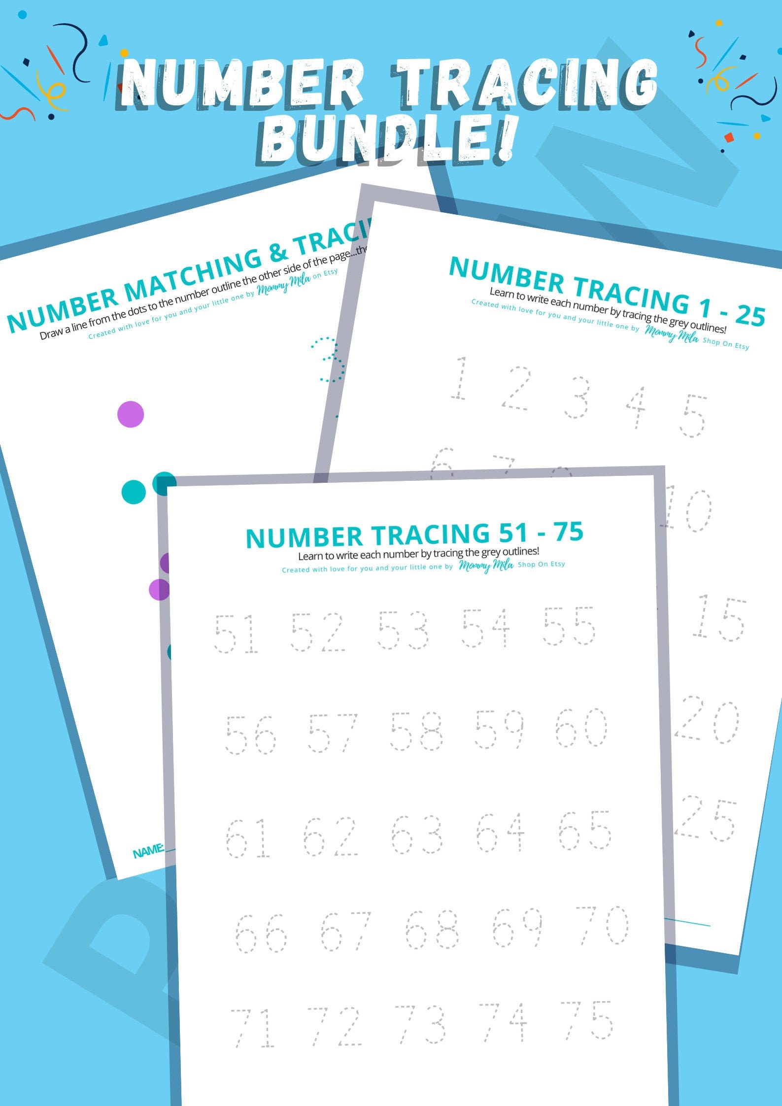 Number Tracing Bundle 3 Activities in 1 by Mommy Mila preschool/ Prek ...
