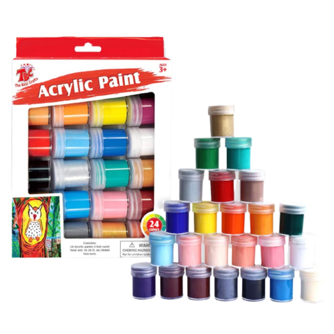 The Best Crafts: Creative Acrylic Paint Set, 24 Basics Colours 15ml ...