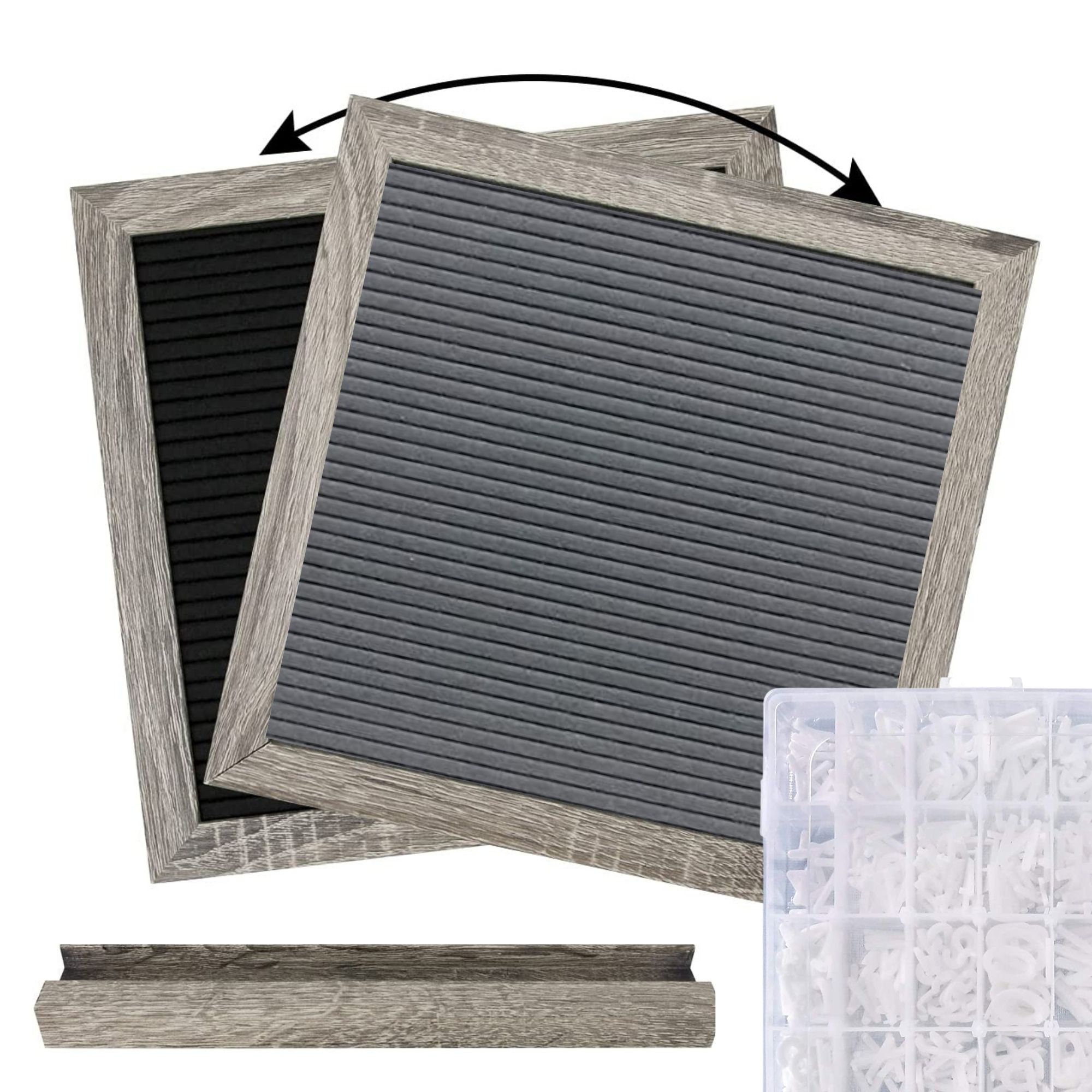 Double Sided Felt Letter Board 25x25 Cm, With Container for Letters & Flat Stand Rustic or White ...