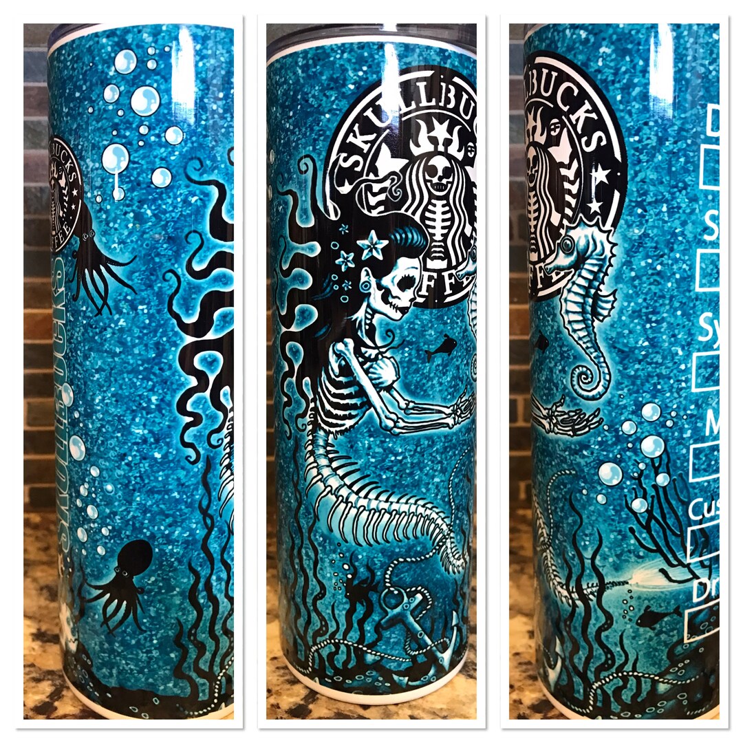 Skullbucks Siren, Mermaid, Skeleton 20 Oz Tumbler, Cup, Custom ...