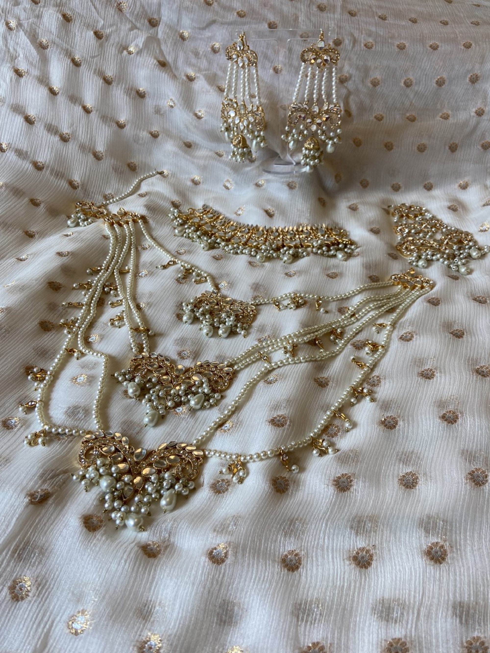 Mirror Rani Haar Bridal Haar Mala Set With Jhumar & Tikka - Etsy